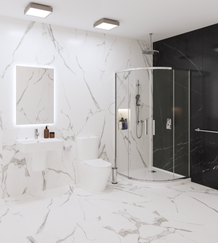 Elementi Evolve Round Sliding Tiled Shower - Corner Waste