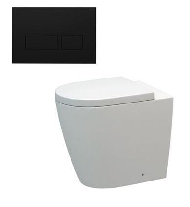 Elementi Ion Back to Wall Inwall Toilet Suite - Matt Black Push Panel