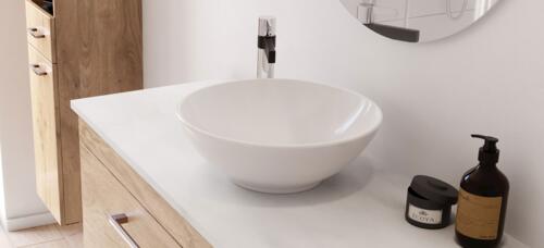 St Michel Sfera Vessel Basin - White & Black | 400mm