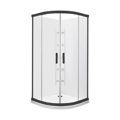 Englefield Topaz II Round Sliding Shower - Black Frame, 900x900mm