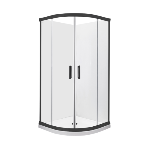 Englefield Topaz II Round Sliding Shower - Black Frame, 900x900mm