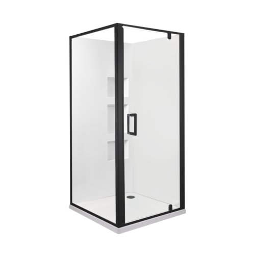 Englefield Topaz II Square Shower - Black Frame, 1000x1000mm