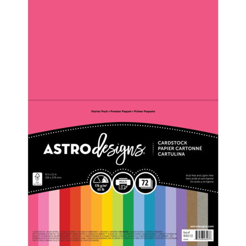 Neenah Astrodesigns Cardstock Pack 8.5"X11" 72/Pkg - 18 Bold & Vivid ...