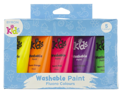 Byron Kids Washable Paint - Set/5 Flourescent | The Ribbon Rose