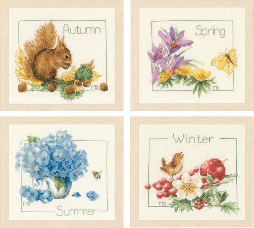 Lanarte Cross Stitch Kit - 4 Seasons set of 4 | The Ribbon Rose