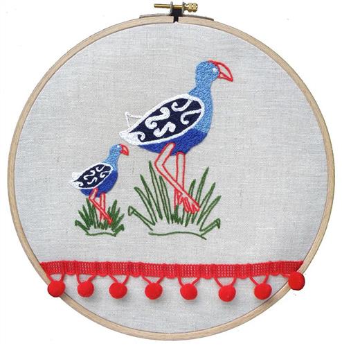 The Stitchsmith Pukeko and Baby Embroidery kit | The Ribbon Rose