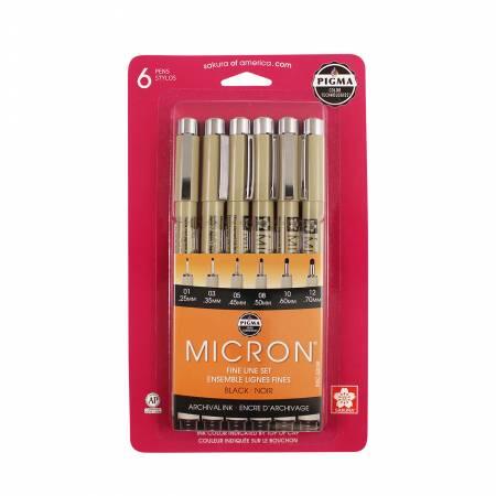 Pigma Micron 6 Piece Set - Black | The Ribbon Rose