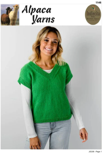 Alpaca Yarns 1146 Modern Vest - Knitting Pattern / Kit | The Ribbon Rose