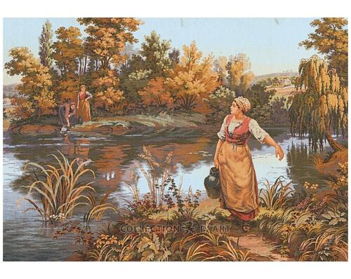 Collection D'Art Tapestry Canvas 60X90 Washing At The River | The ...