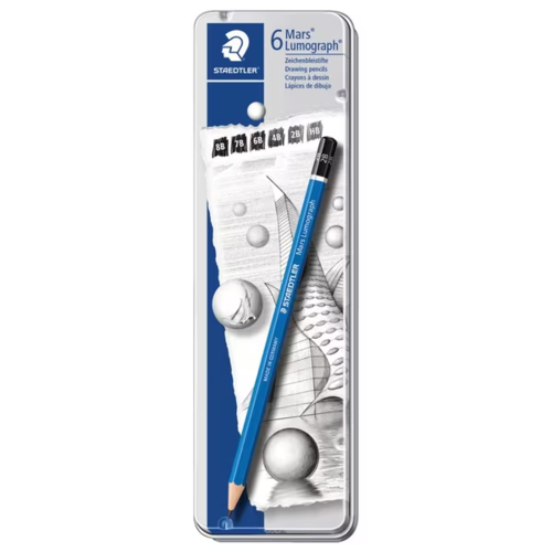 Staedtler Mars Lumograph- Tin Of 6 Pencils Assorted Degrees | The ...