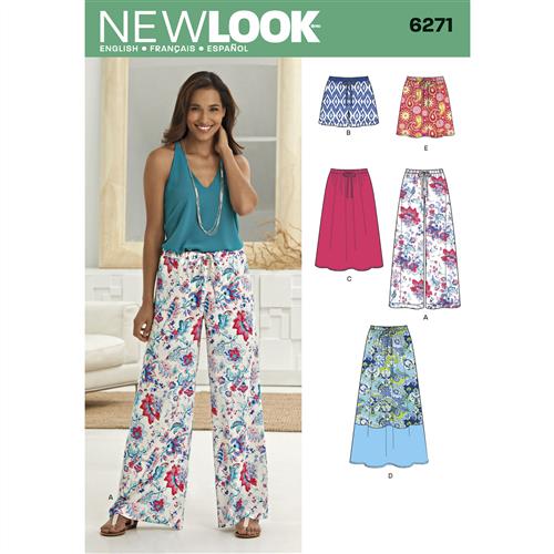 New Look Pattern 6271 Misses' Skirt in Three Lengths and Pants or Shorts | The Ribbon Rose