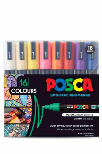 Uni Posca 1.8-2.5mm Med Bullet 16 Pack - Assorted | The Ribbon Rose