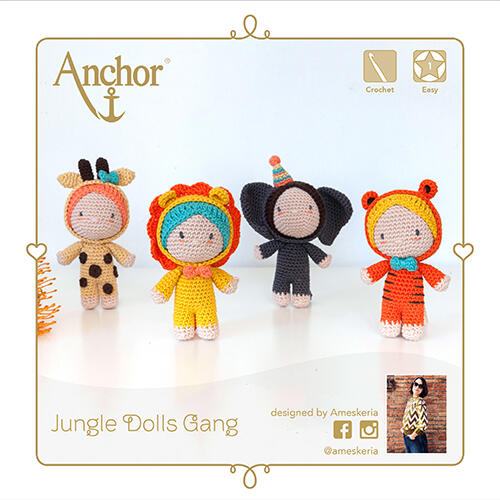 Anchor Crochet Kit: Amigurumis – Jungle Dolls Gang Kit | The Ribbon Rose
