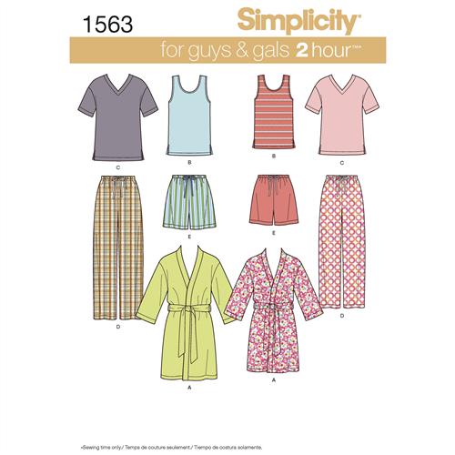 Simplicity Pattern 1563 Women's Men's and Teens' Sleepwear | The Ribbon ...