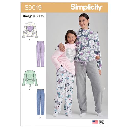 Simplicity Pattern 9019 Girls' & Misses' Loungewear | The Ribbon Rose