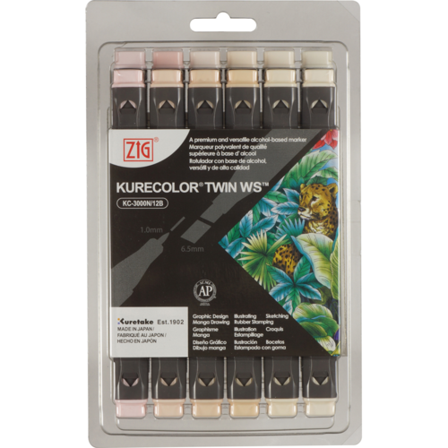 KURETAKE ZIG KURECOLOR Twin WS 12 colour set - Neutral & Natural Colors ...