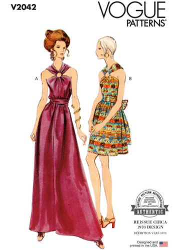 Vogue Patterns 1970s Misses' Dress In Two Lengths V2042 | The Ribbon Rose