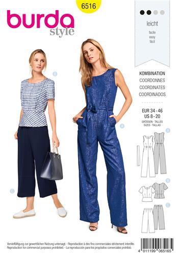 Burda Style Pattern B6516 Women’s Jumpsuit & Coordinates | The Ribbon Rose