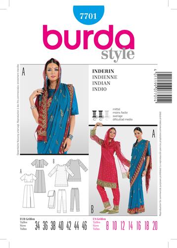 Burda Pattern 7701 Traditional Sari | The Ribbon Rose