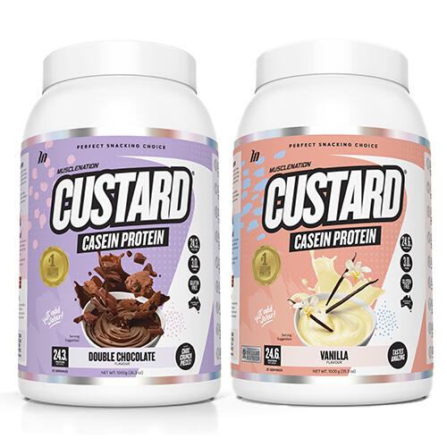 Muscle Nation Custard Protein Twin Pack NZ | Casein Protein | Sprint Fit